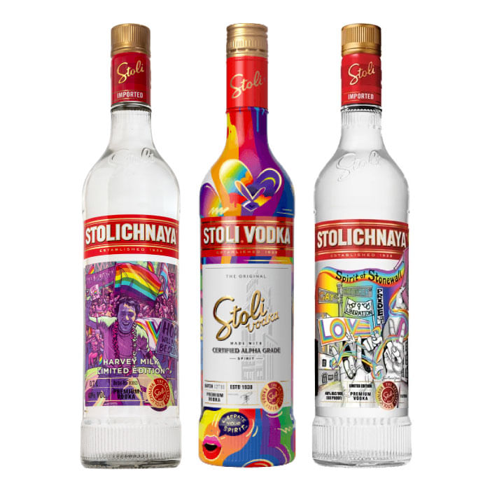 Pack Vodka Stolichnaya Harvey Milk+Edición Especial+LGTB 750cc